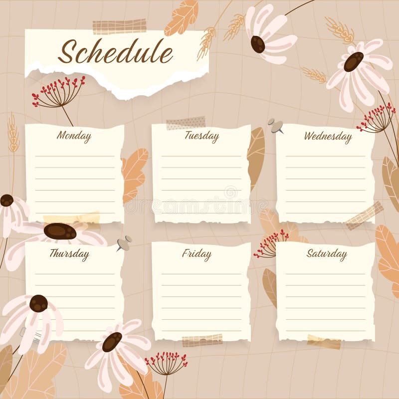 Printable Floral Vector Schedule Stock Illustrations – 1,046 Printable ...