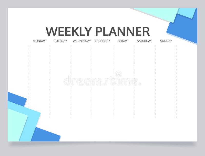 Weekly Schedule Planner Worksheet Design Template Stock Vector ...