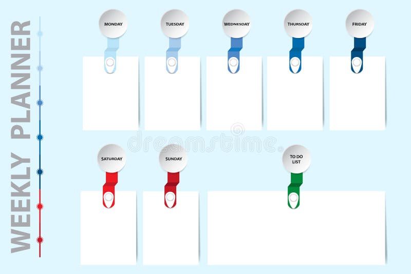 Weekly Schedule with a Set of Eight Infographic Rectangular Labels ...