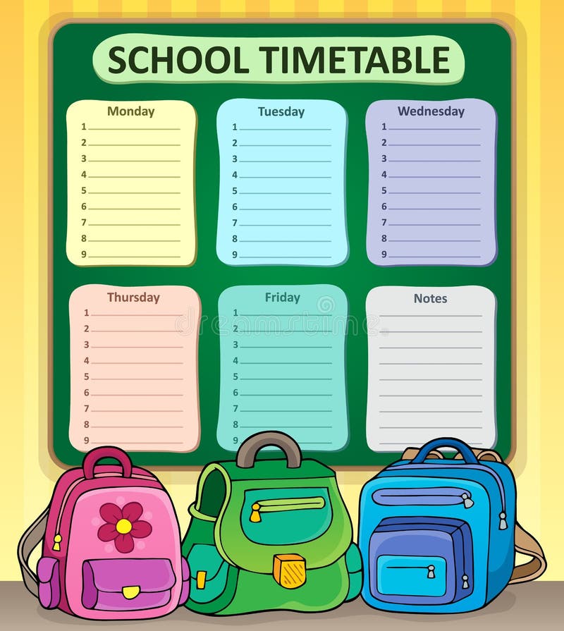 Weekly School Timetable Composition 7 Stock Vector - Illustration of ...