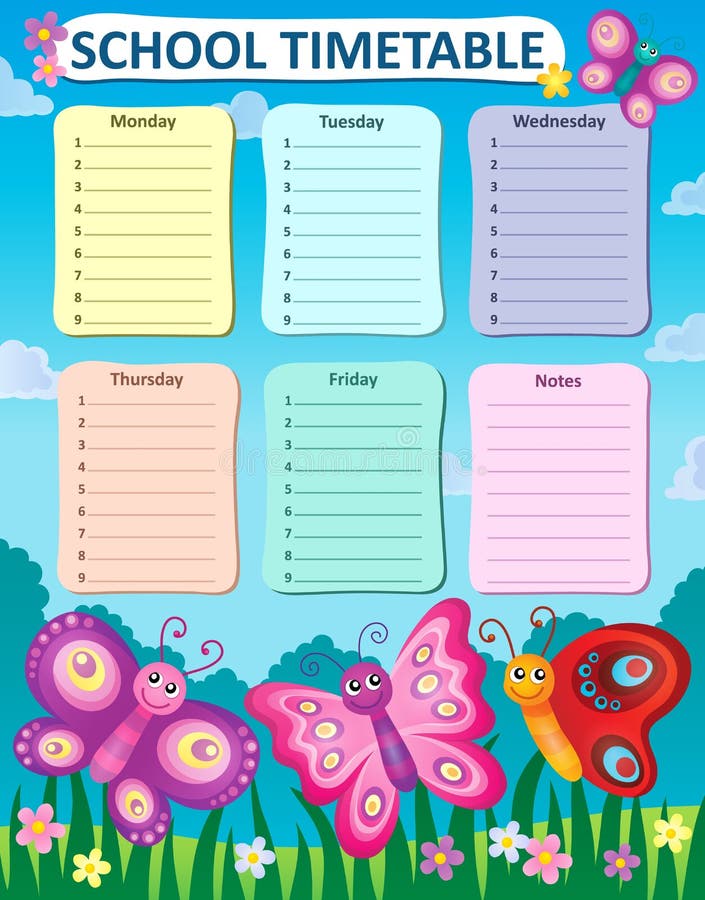 Weekly School Timetable Concept 4 Stock Vector - Illustration of insect ...