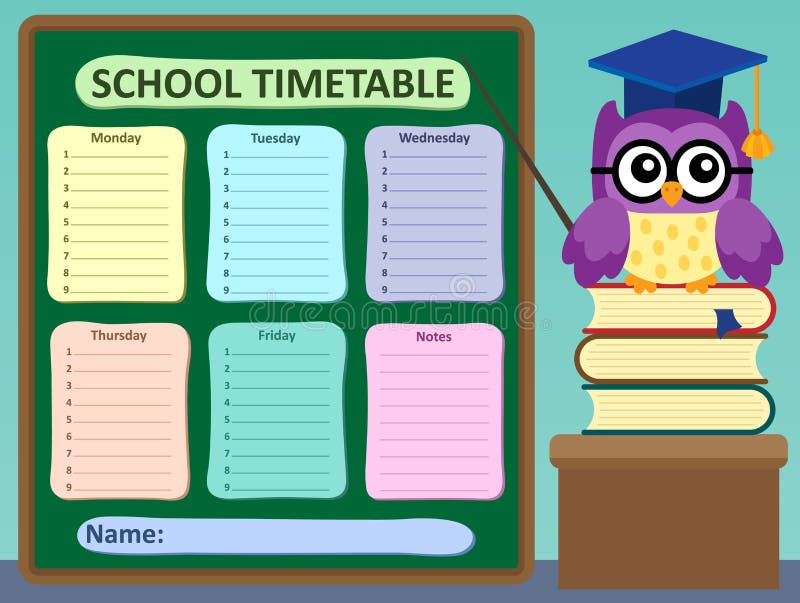 Weekly School Timetable Subject Stock Vector - Illustration of ...