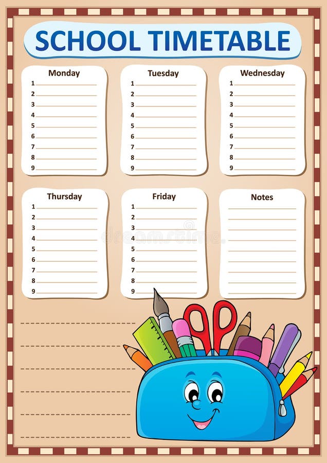 Weekly School Timetable Template 3 Stock Vector - Illustration of ...