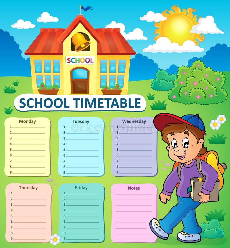 Weekly School Timetable Topic 2 Stock Vector - Illustration of house ...