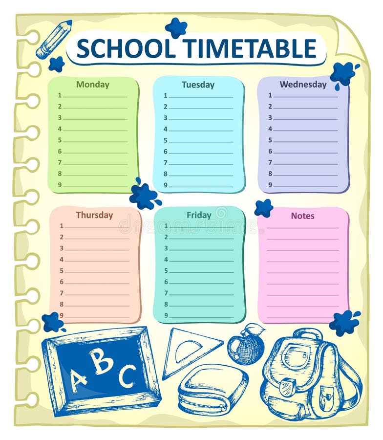 Weekly School Timetable Topic 4 Stock Vector - Illustration of spots ...