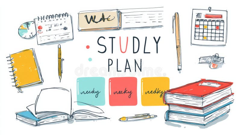 Weekly Study Plan Infographic Featuring Schedule Blocks, Academic Icons ...