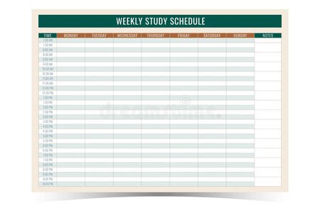 Weekly Study Schedule Template Stock Vector - Illustration of colorful ...