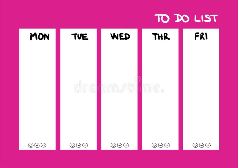 Weekly To Do List on Pink Background Stock Illustration - Illustration ...