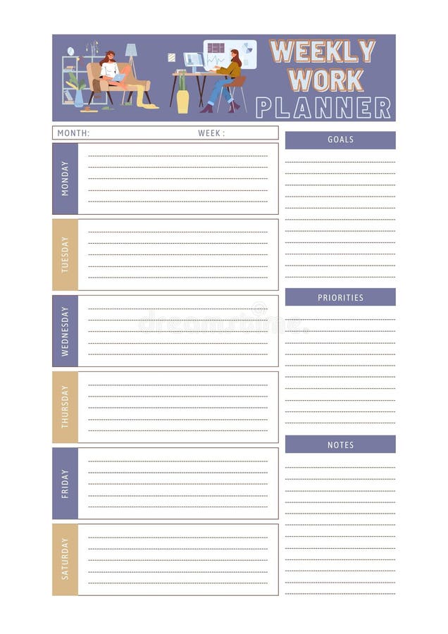 Weekly Work Planner Digital Planning Insert Sheet Printable Page ...