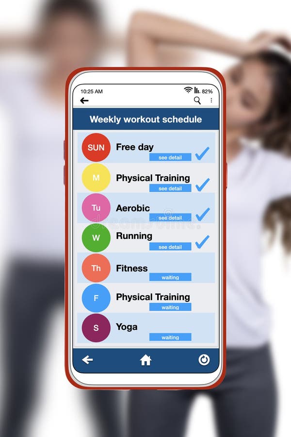 Weekly Workout Schedule Displayed on Mobile Phone Screen Stock Image ...