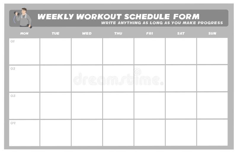Weekly Workout Schedule Form Table Stock Vector - Illustration of ...