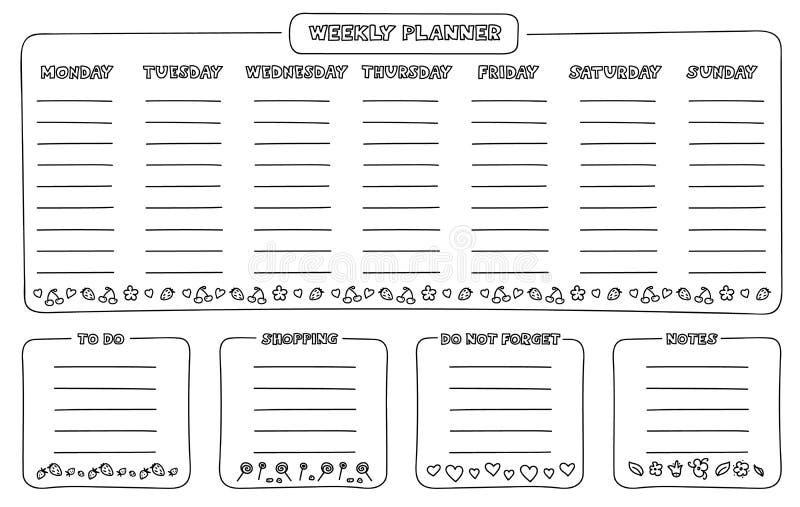 WeeklyPlannerDoodle-01 stock vector. Illustration of design - 157132694