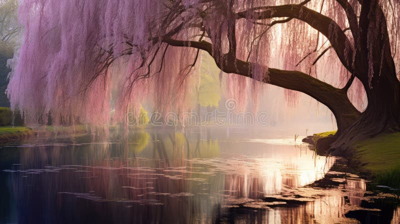 Weeping spring landscapes stock photo. Image of calm - 336127450