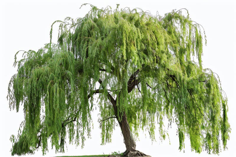 Weeping Willow, Elegant and Draping Branches, Isolated on White for ...