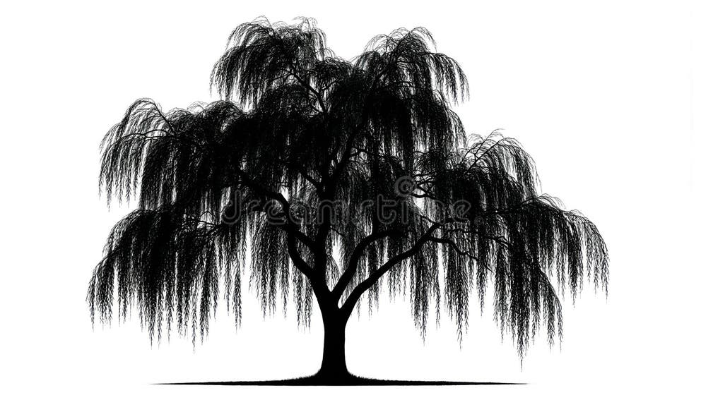 Willow Tree Silhouette Black Stock Illustrations – 1,162 Willow Tree ...