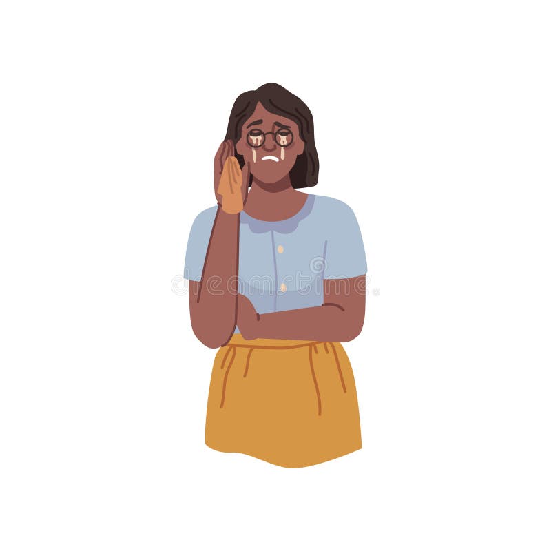 Weeping Woman Wiping Tears With Tissue Vector Girl Stock Vector