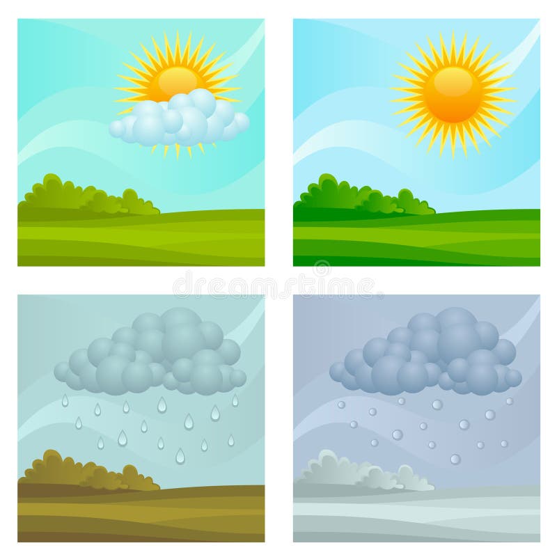 Slecht Weerveranderingen in Zonnige Dag Vector Illustratie ...