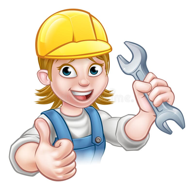 Weiblicher Klempner Cartoon Character Mit Schlüssel Vektor Abbildung ...