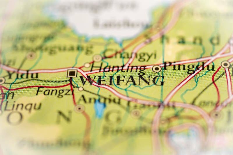Weifang, China Highlighted on a World Map Stock Image - Image of area ...