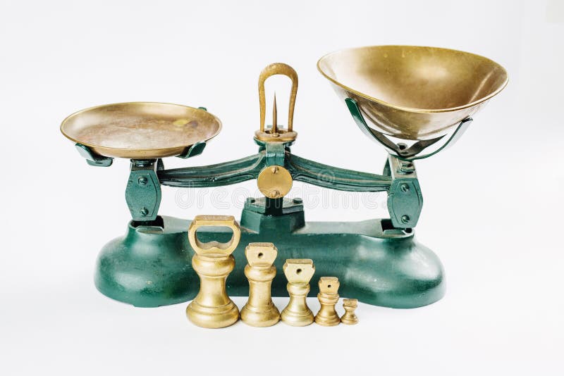 Weigh and Measure Measuring Scale with Old Brass Trays Stock Image ...