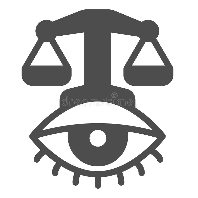 Weigh Scales with Eye of Justice Solid Icon, Law Enforcement Concept ...