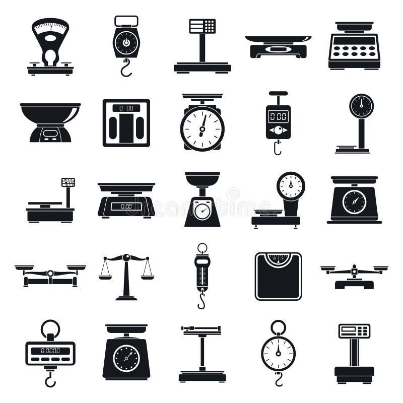 Digital Weigh Scales Icons Set, Outline Style Stock Vector ...