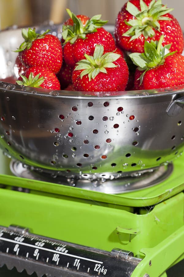 Weigh Strawberries on a Kitchen Scale Stock Image - Image of stainless ...