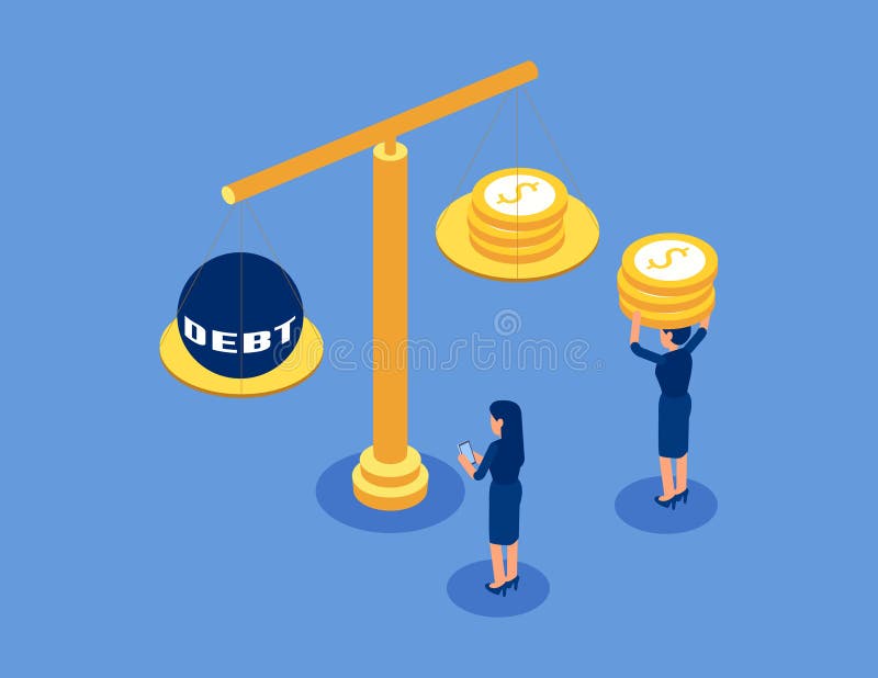 Weighing, Balance, Debt Statistics. Flat Isometric Vector Concept Stock Illustration ...