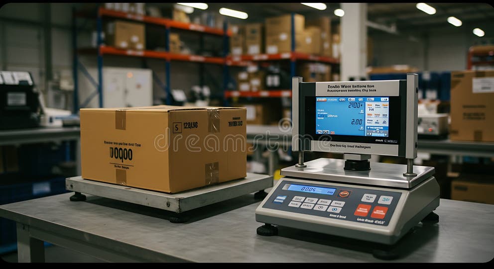 Weighing Box on Industrial Scale in Warehouse for Inventory Management ...