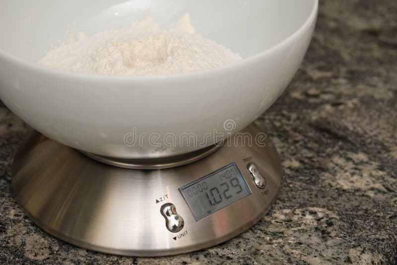 Weighing Flour for Baking on a Digital Scale Stock Photo - Image of ...