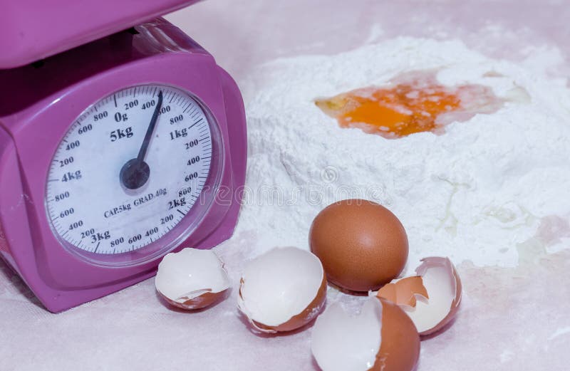 Weighing Flour on a Kitchen Scale Stock Photo - Image of making ...