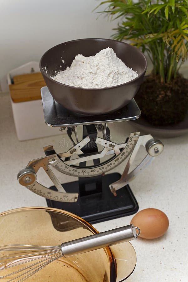 Chef weighing flour stock image. Image of food, baked - 3319497