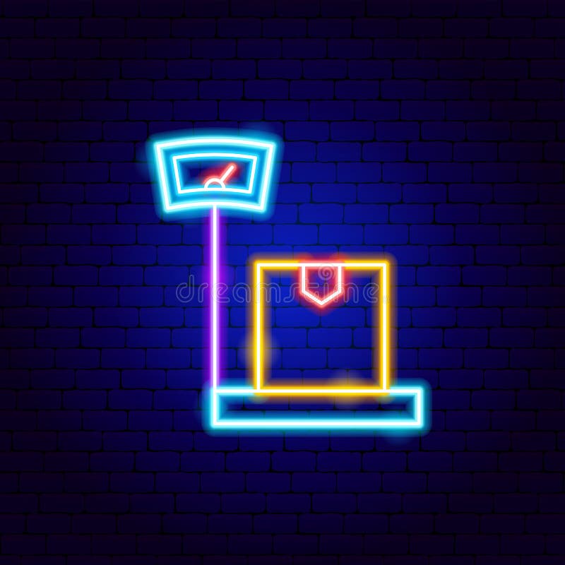 Weighing Scales Neon Sign stock vector. Illustration of service - 209089225
