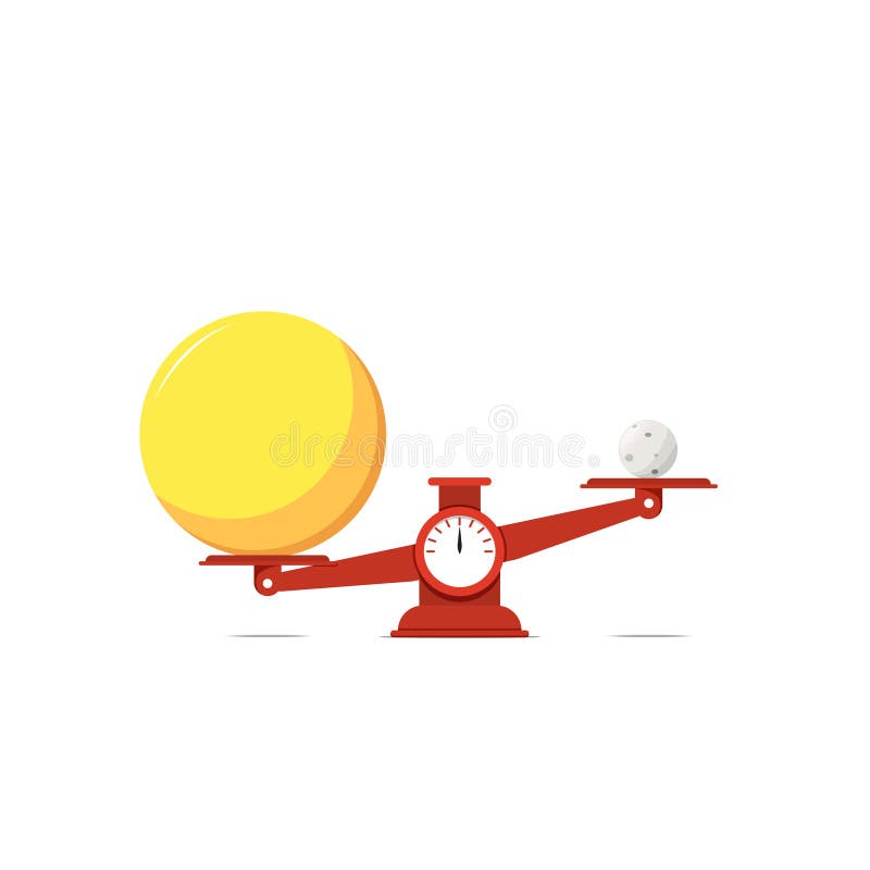 Weighing Tools with Sun are Heavier Than the Moon Vector Illustration ...