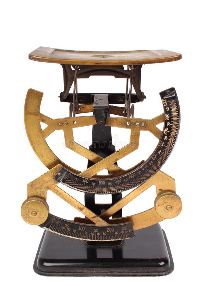 Antique Weigh and Old Measure Brass Scale Isolated Stock Photo - Image ...