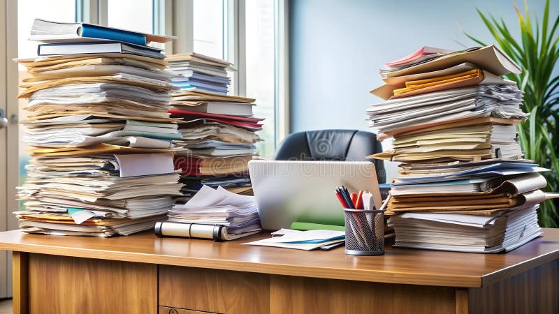 The Weight of Authority: a Desk Overflowing with Paperwork Generative ...