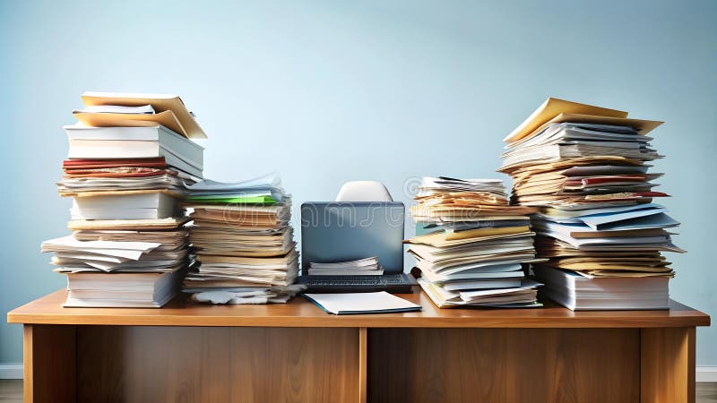 The Weight of Authority: a Desk Overflowing with Paperwork Generative ...
