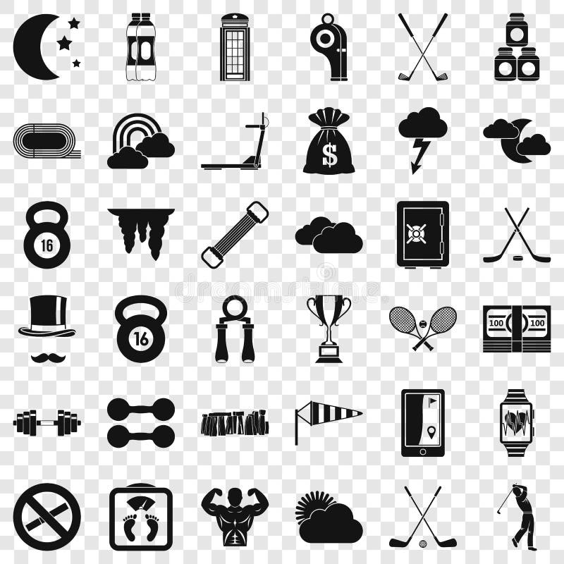 Weight Icons Set, Simple Style Stock Vector - Illustration of athlete ...