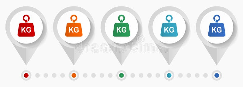 Kg, Weight Concept Vector Icon Set, Infographic Template, Flat Design ...