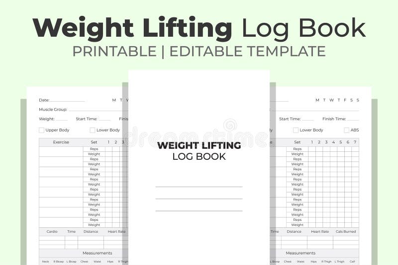 Weight Lifting Log Book KDP Interior Stock Vector - Illustration of ...