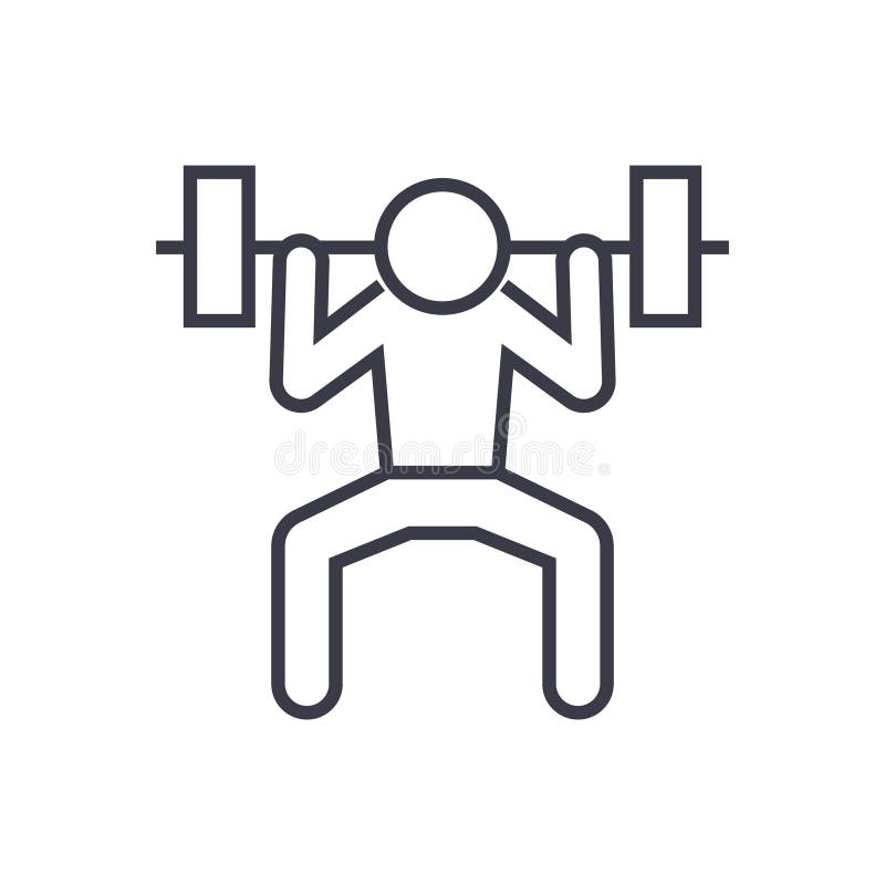 Weight Lifting Man Linear Icon Sign Symbol Vector On Isolated