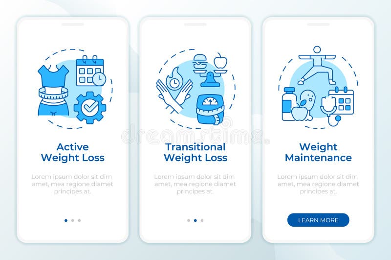 Weight Loss Blue Onboarding Mobile App Screen Stock Vector ...