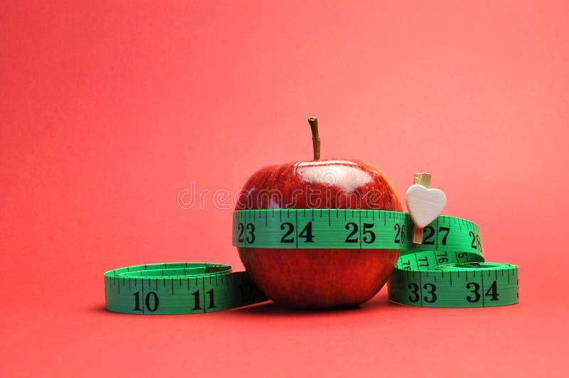 Weight Loss Slimming Diet Concept - Vertical on Red Background. Stock ...