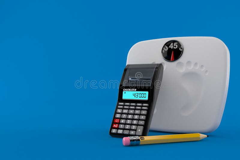 Weight Scale with Calculator and Pencil Stock Illustration ...