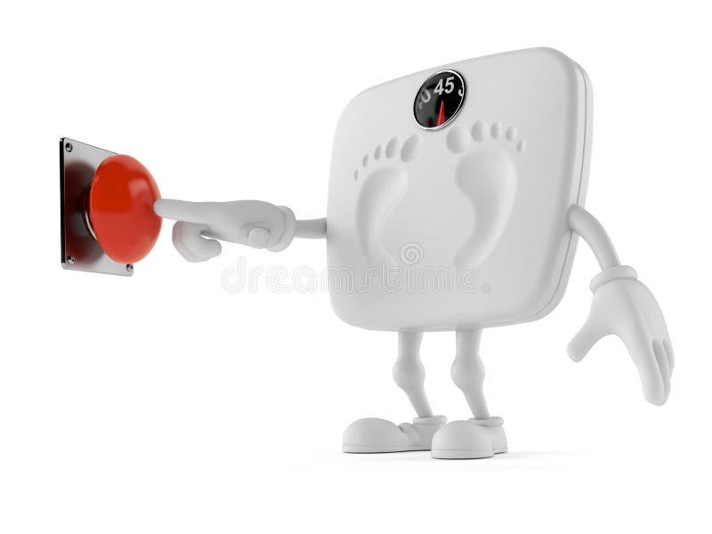 Weight Scale Character Pushing Button Stock Illustration - Illustration ...