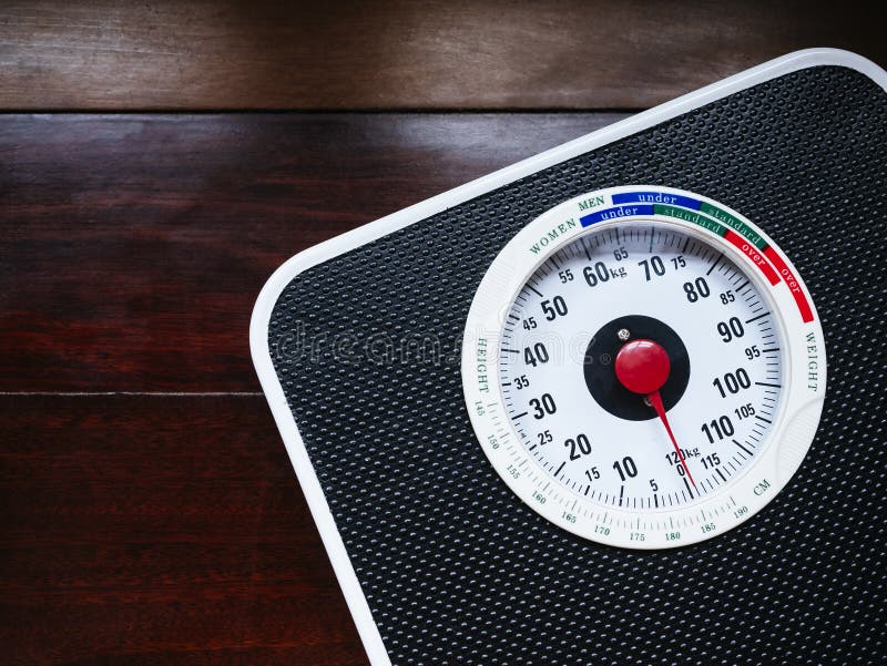 Weight Scale Display on Wooden Floor Stock Image - Image of weight ...