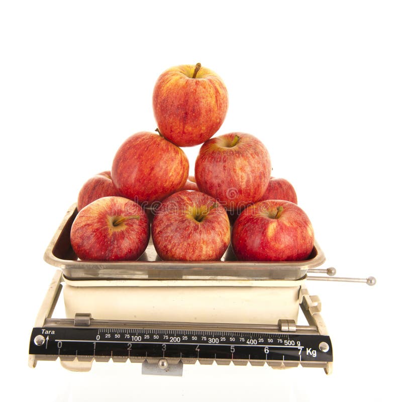 Weight scale with fruit stock photo. Image of green, diet - 8853290