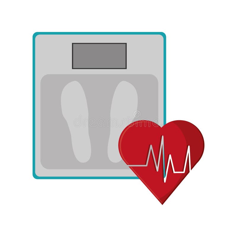 Weight Scale and Heart Cardiogram Icon Stock Vector - Illustration of ...