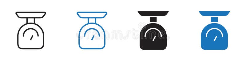 Weight Scale Icon Linear Graphics Set Vector in Black Stock ...