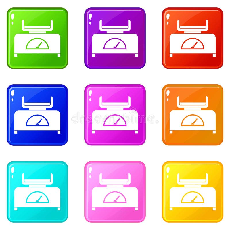 Weight scale icons 9 set stock vector. Illustration of dieting - 96154574